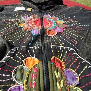 Rising International | Tops | Nwt Colorful Embroidered Zip Up Hoodie ...